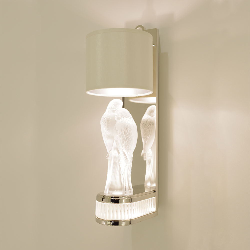 Lalique 2 Perruches wall sconce by Pierre-Yves Rochon - Chelsea Design