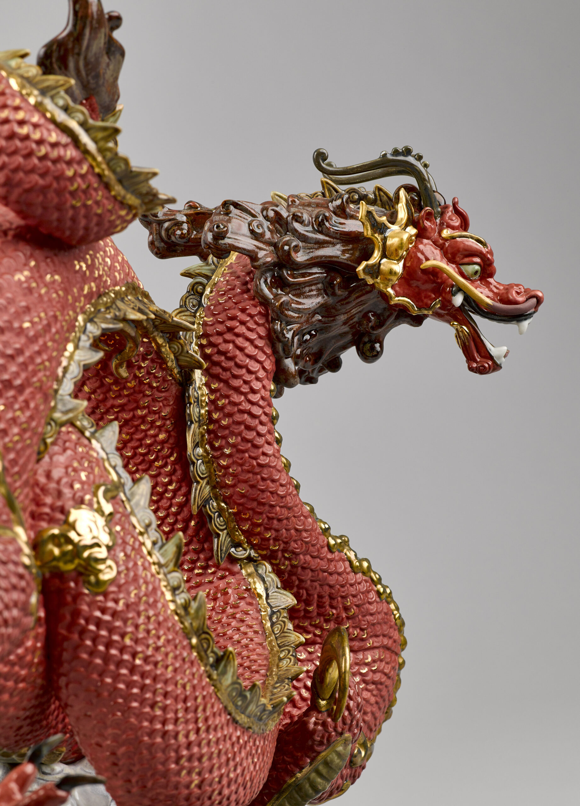 Lladro Auspicious Dragon Sculpture. Red. Limited Edition - Chelsea Design